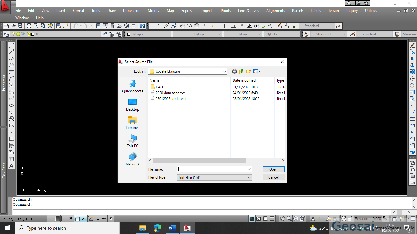 Cara Import Point di AutoCAD Land Desktop 2009 - Geosai