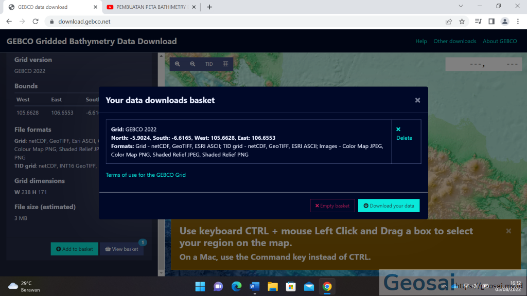 Tutorial Download Data Batimetri (Part 1) - Geosai